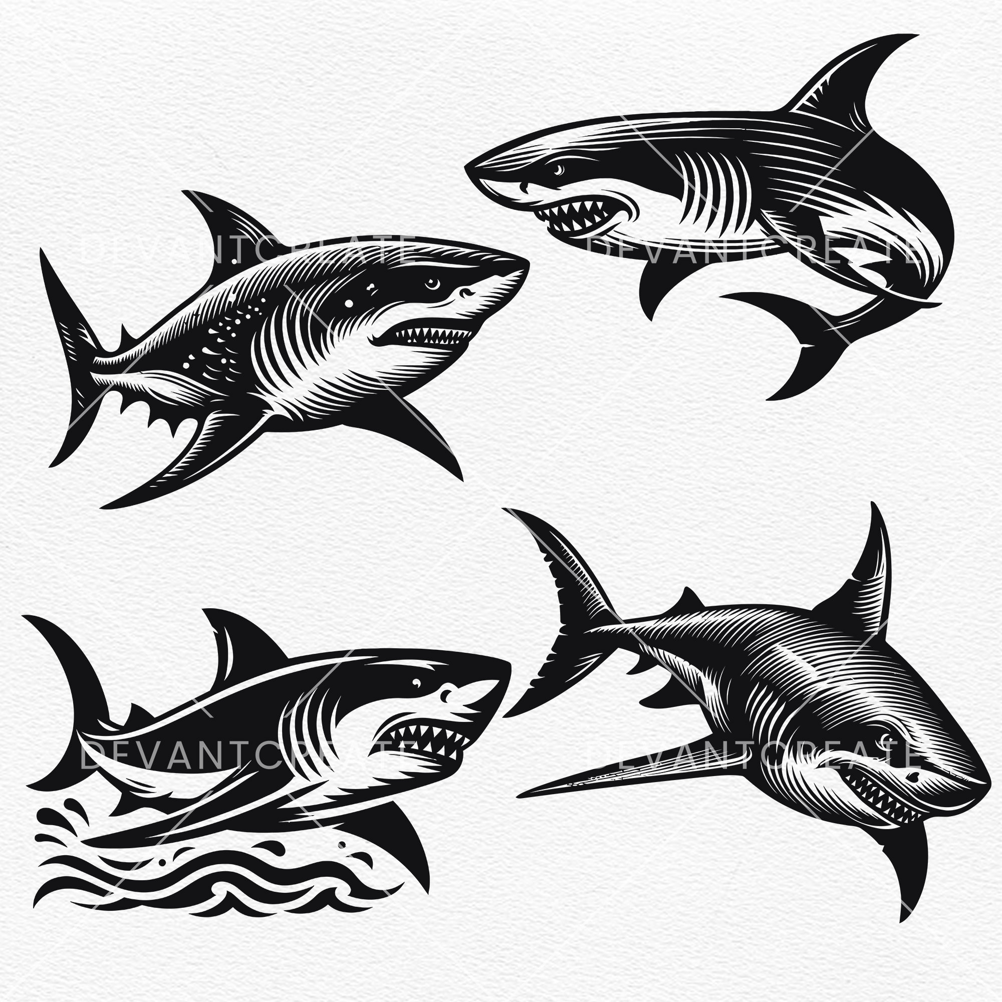 Shark SVG, Shark Bundle Svg, Angry Shark Svg, Shark on the Sea, Shark ...