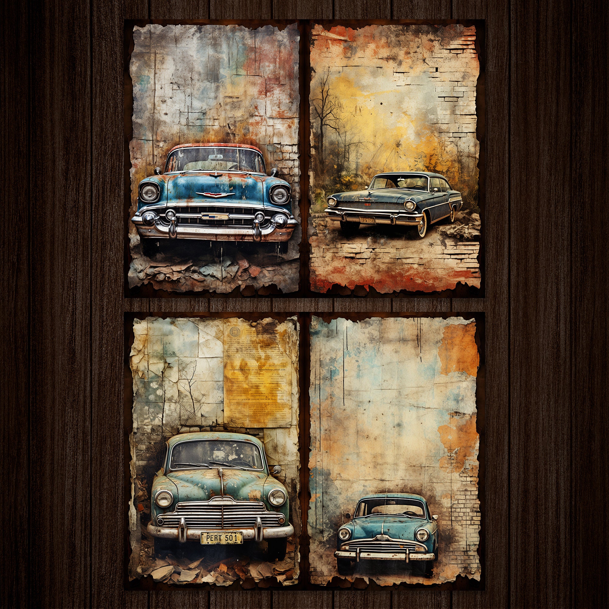 Old Classic Car Junk Journal Page, Classic Car, Old Car, Old Classic ...