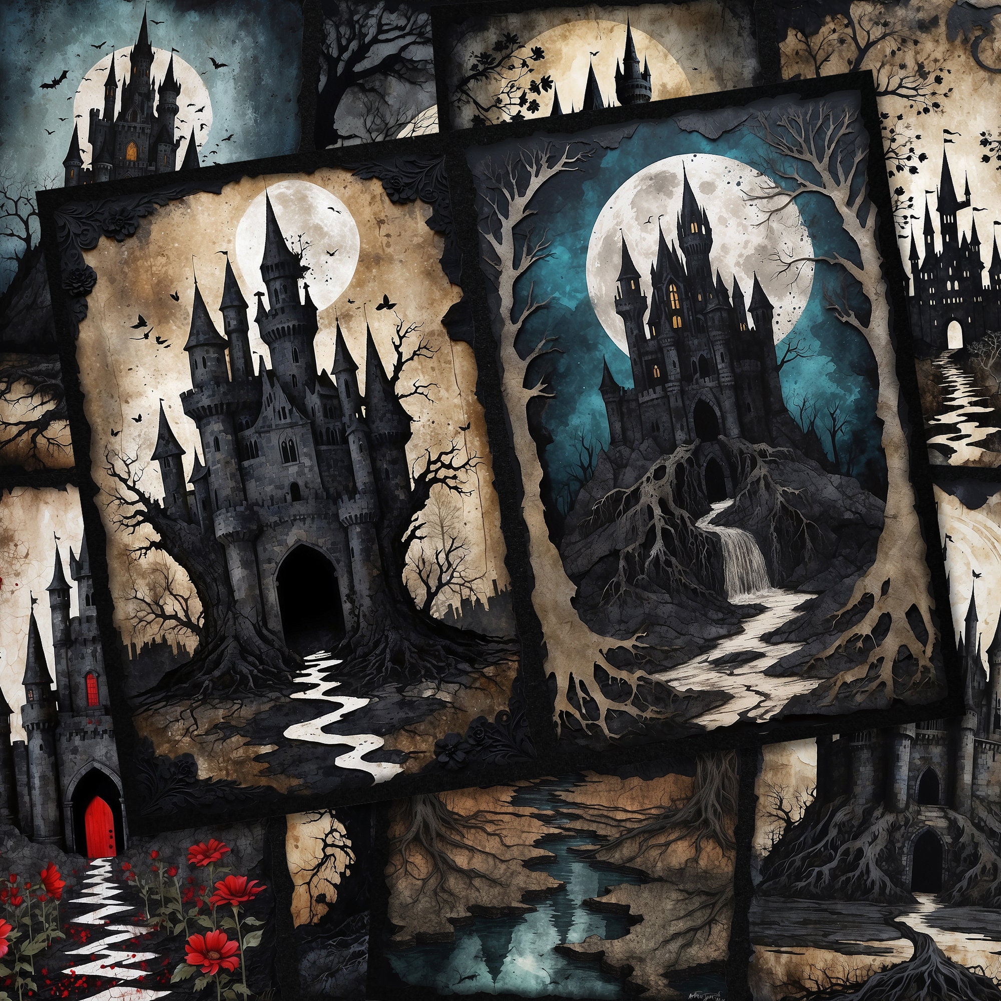 Dark Gothic Castle Junk Journal Pages, Gothic Castle Journal Scrap ...