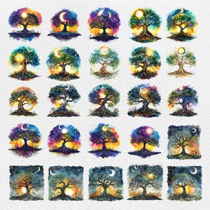 Magic Tree Watercolor, 94 Tree Watercolor, Ancient Magic Tree Bundle ...