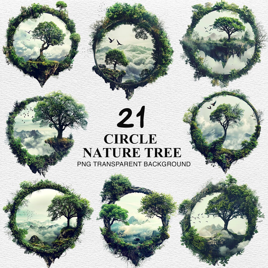 Nature Trees, 21 Circle Tree Clipart, Nature Scenery Clipart, Enchanted ...