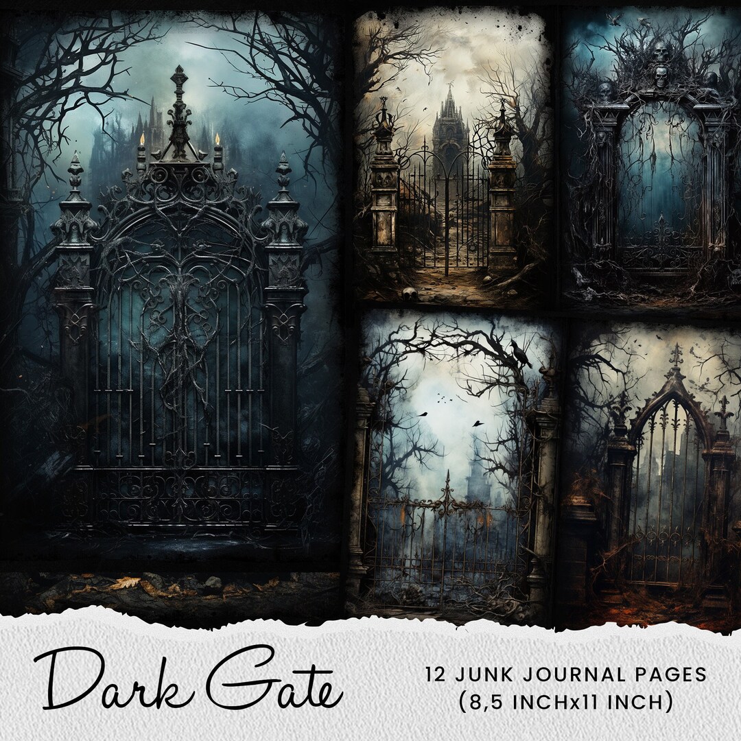 Gothic Gate Junk Journal Page, Gothic Iron Gate, Dark Gates, Mystic ...