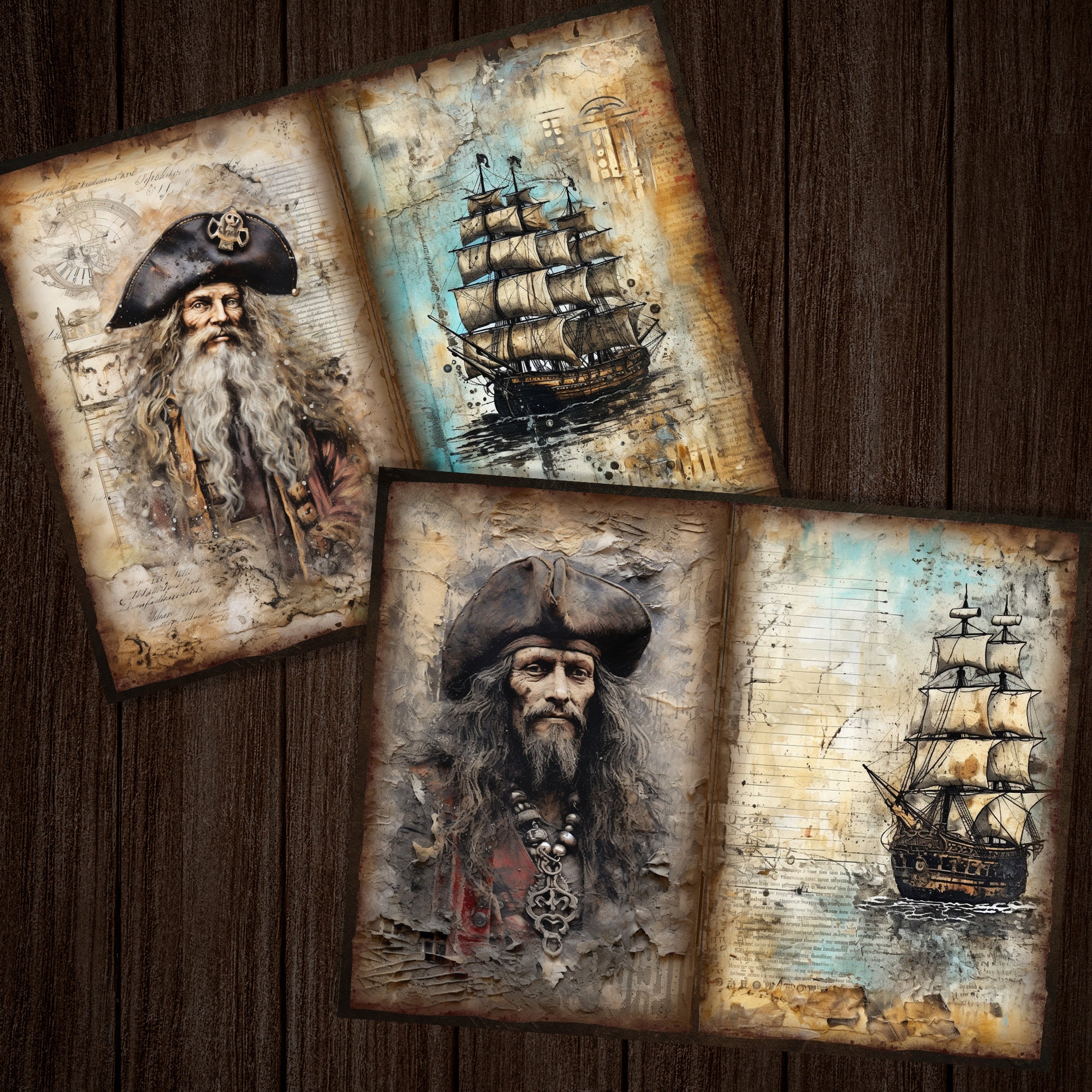 Vintage Pirate Junk Journal Pages: Nautical Scrapbook Paper (digital ...