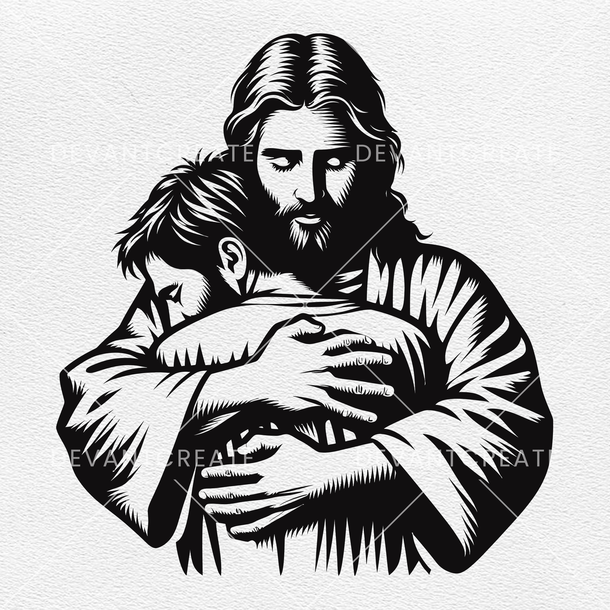 Jesus Hug SVG Bundle – Christian Clipart, Religious Silhouette Vector ...
