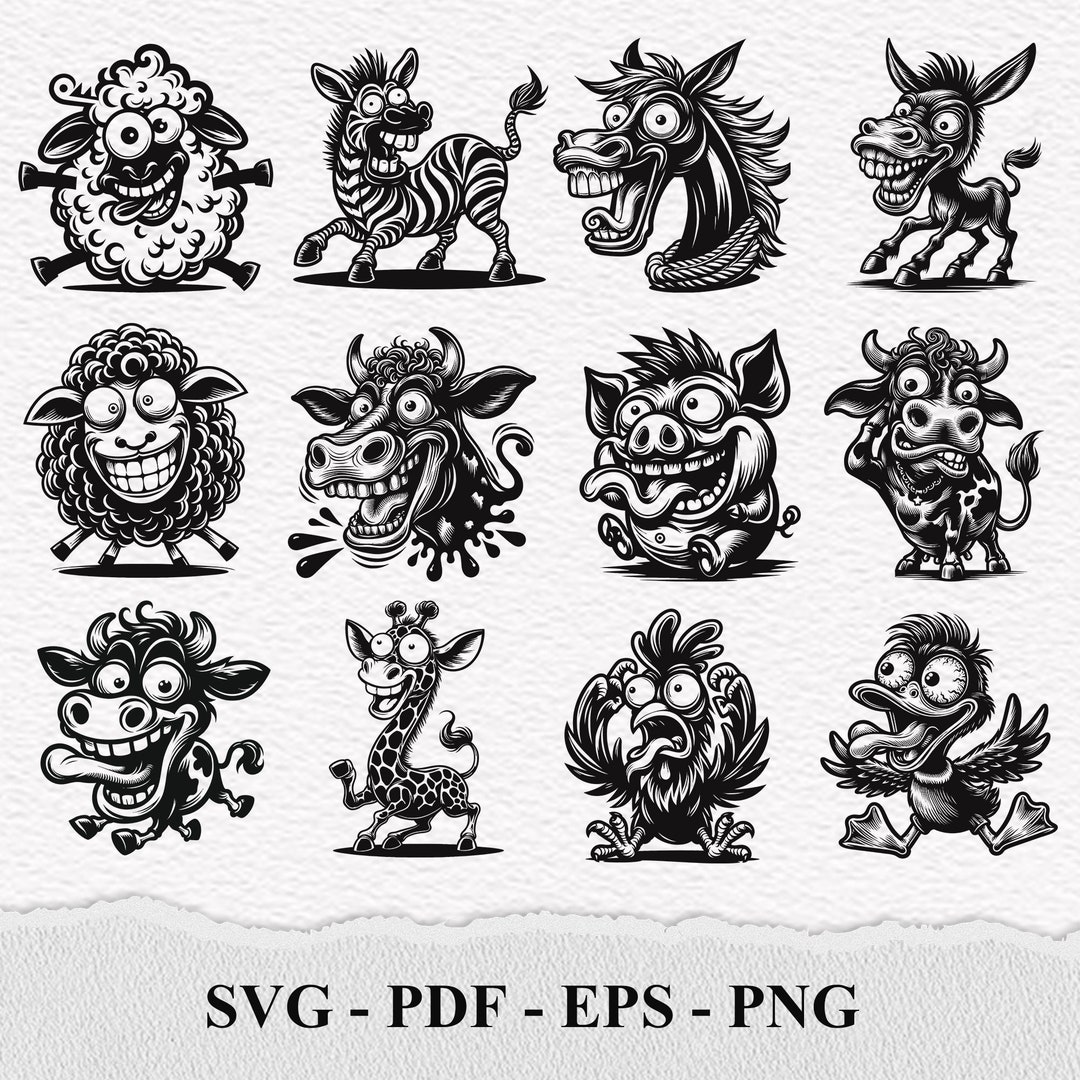 Crazy Animal SVG, Funny Animal Svg, Crazy Farm Animal Svg, Crazy Forest ...