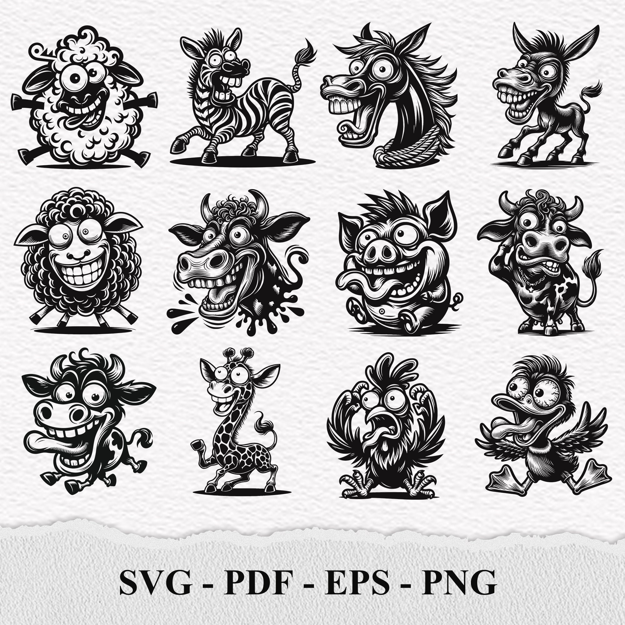 Crazy Animal SVG, Funny Animal Svg, Crazy Farm Animal Svg, Crazy Forest ...