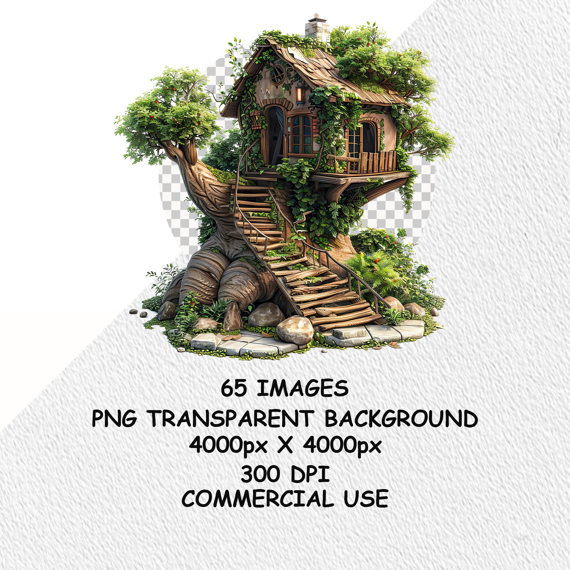 Tree House Watercolor, 65 Tree Cottage Clipart, Forest House, Tree ...