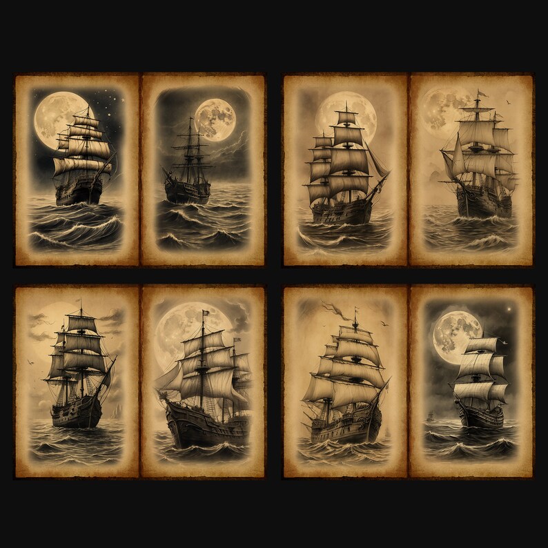 Pirate Junk Journal Pages, Old Ship Printable, Pirates Ship Digital ...