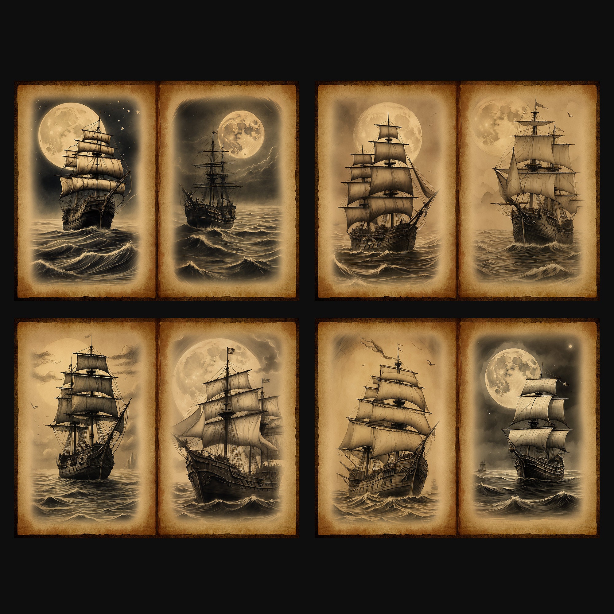 Pirate Junk Journal Pages, Old Ship Printable, Pirates Ship Digital ...