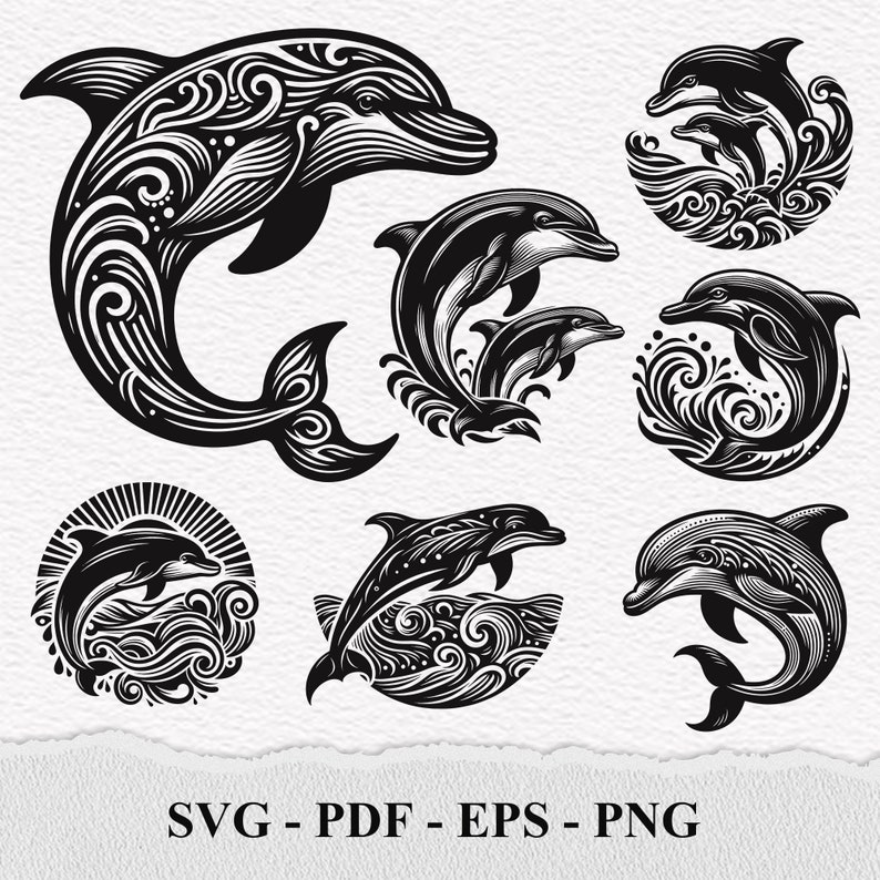 Dolphin SVG, Dolphin Bundle Svg, Dolphin Ocean Scene Svg, Dolphin ...