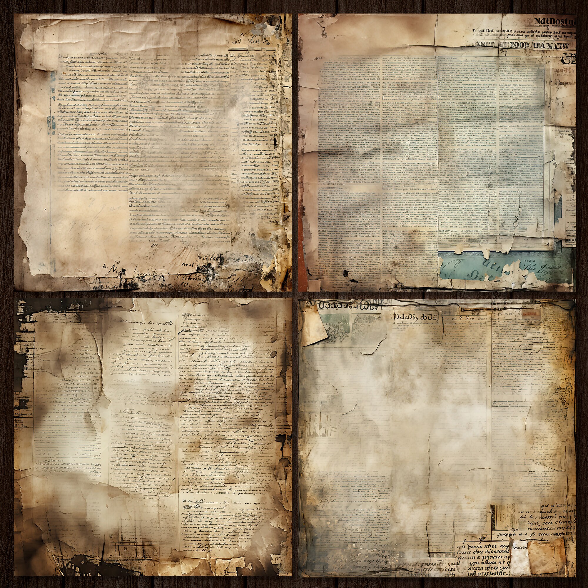 Old Newspaper Textures Printable, Old Paper, Digital Papers, Grunge ...