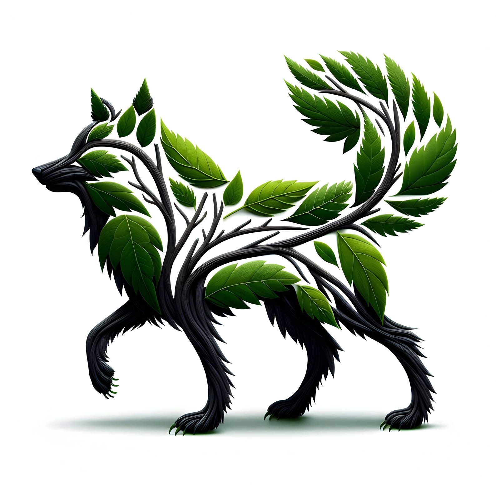 Floral Wolf Clipart: Forest Roots, Majestic Nature (PNG, JPEG) - Etsy