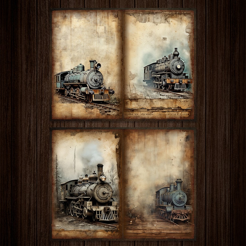 Old Train Junk Journal Page, Old Steam Train, Locomotive, Old Steam ...