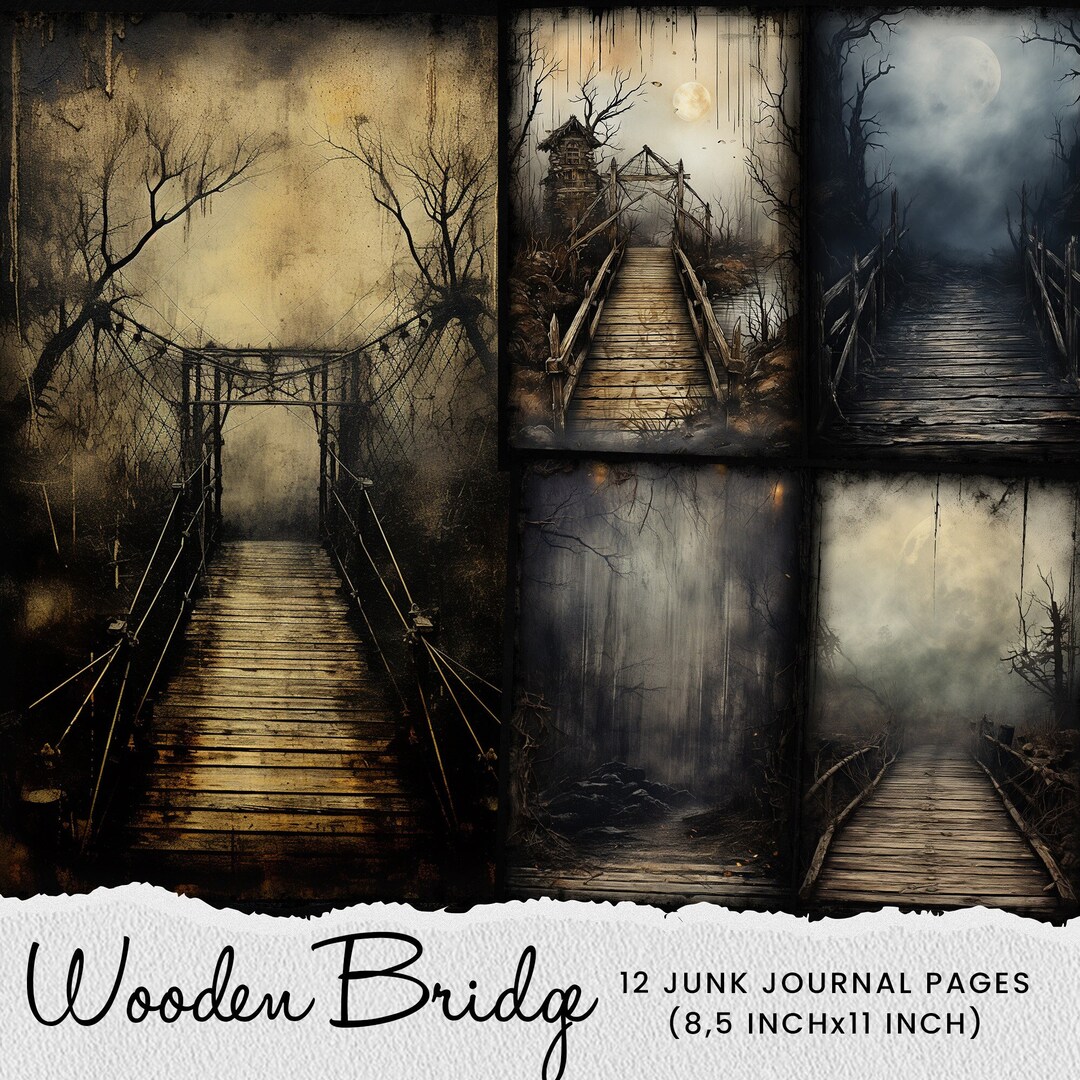 Creepy Wooden Bridge Junk Journal Pages: Gothic Digital Paper (digital ...