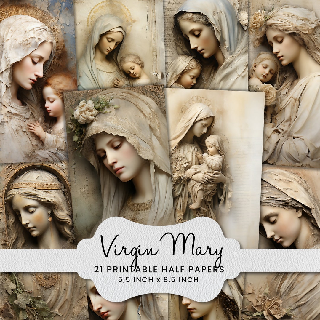Virgin Mary Junk Journal Page Holy Mother Printable Ephemera For