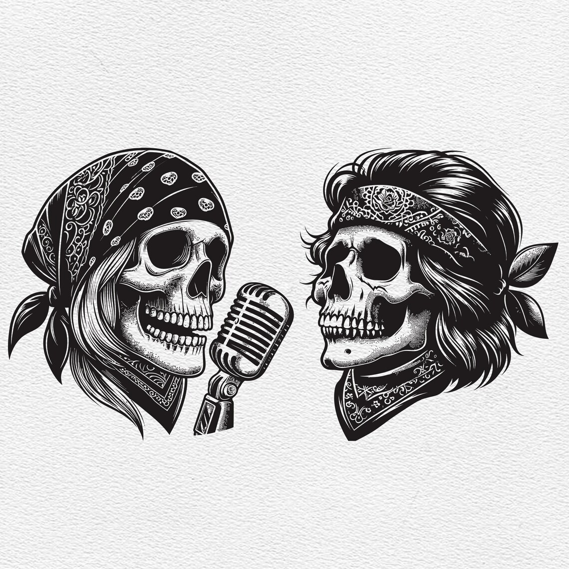 Skull Rocker SVG, Lady Rocker Skull SVG, Punk Rock Skull, Rock and Roll ...