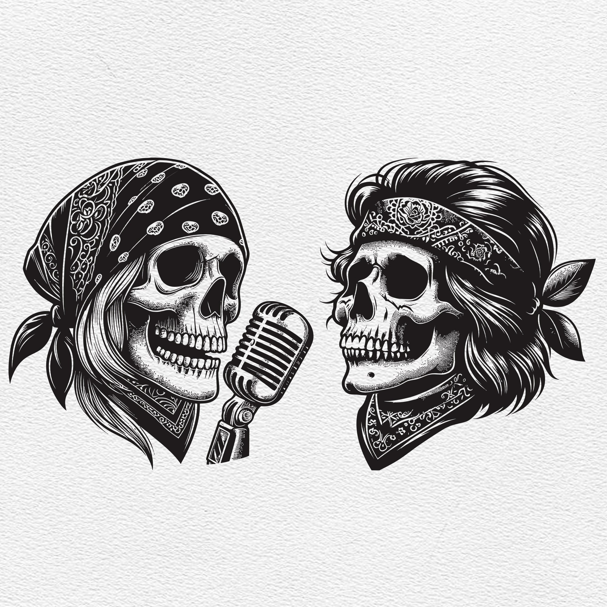 Skull Rocker SVG, Lady Rocker Skull SVG, Punk Rock Skull, Rock and Roll ...