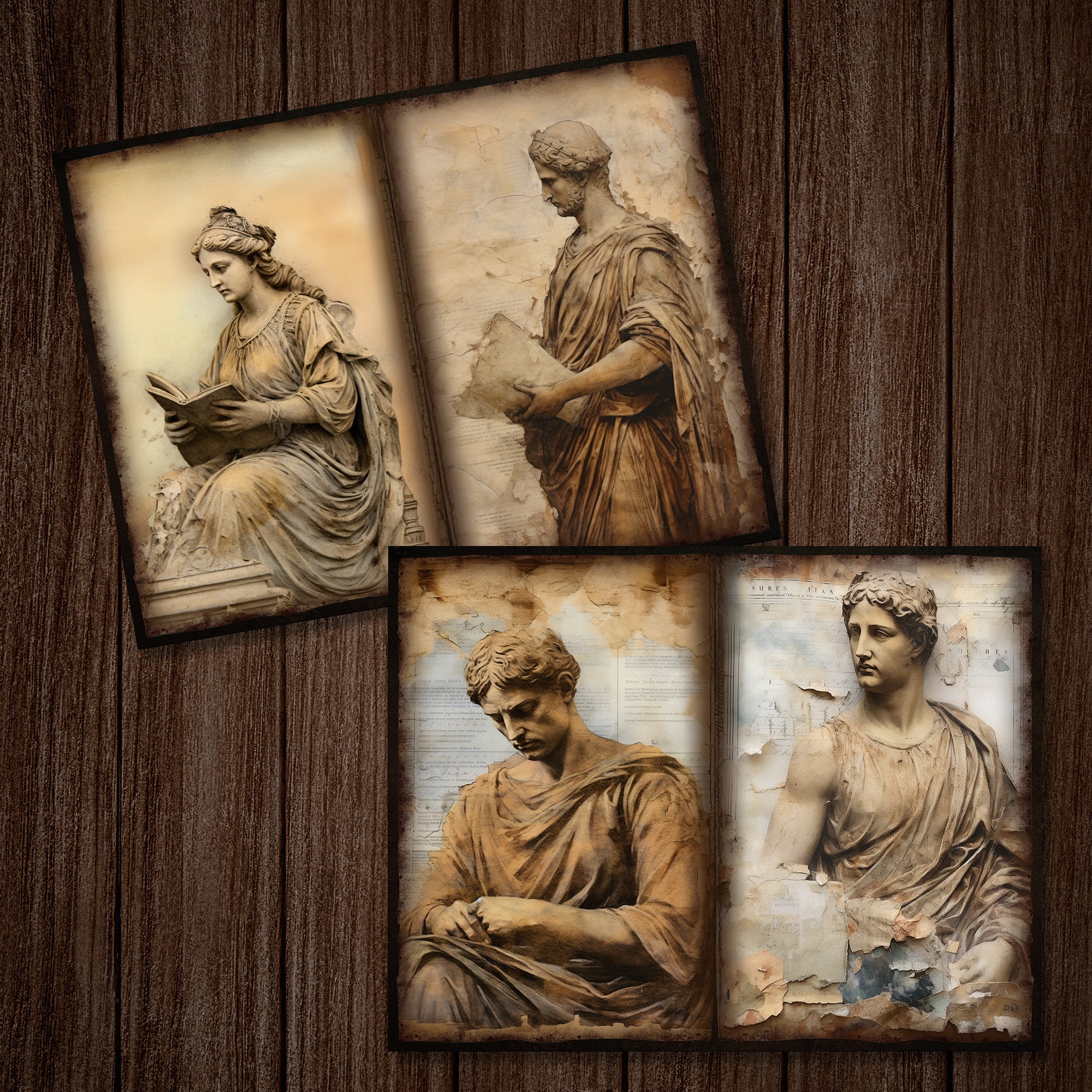 Greek Statue Junk Journal Page, Greek Mytology, Ancient Statue, Ancient ...