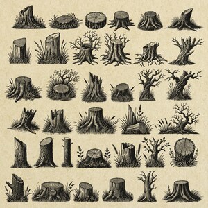 Tree Stump SVG Bundle: Rustic Wood Slice Clipart (200+ Designs) - Etsy