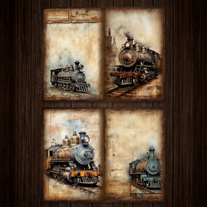 Old Train Junk Journal Page, Old Steam Train, Locomotive, Old Steam ...
