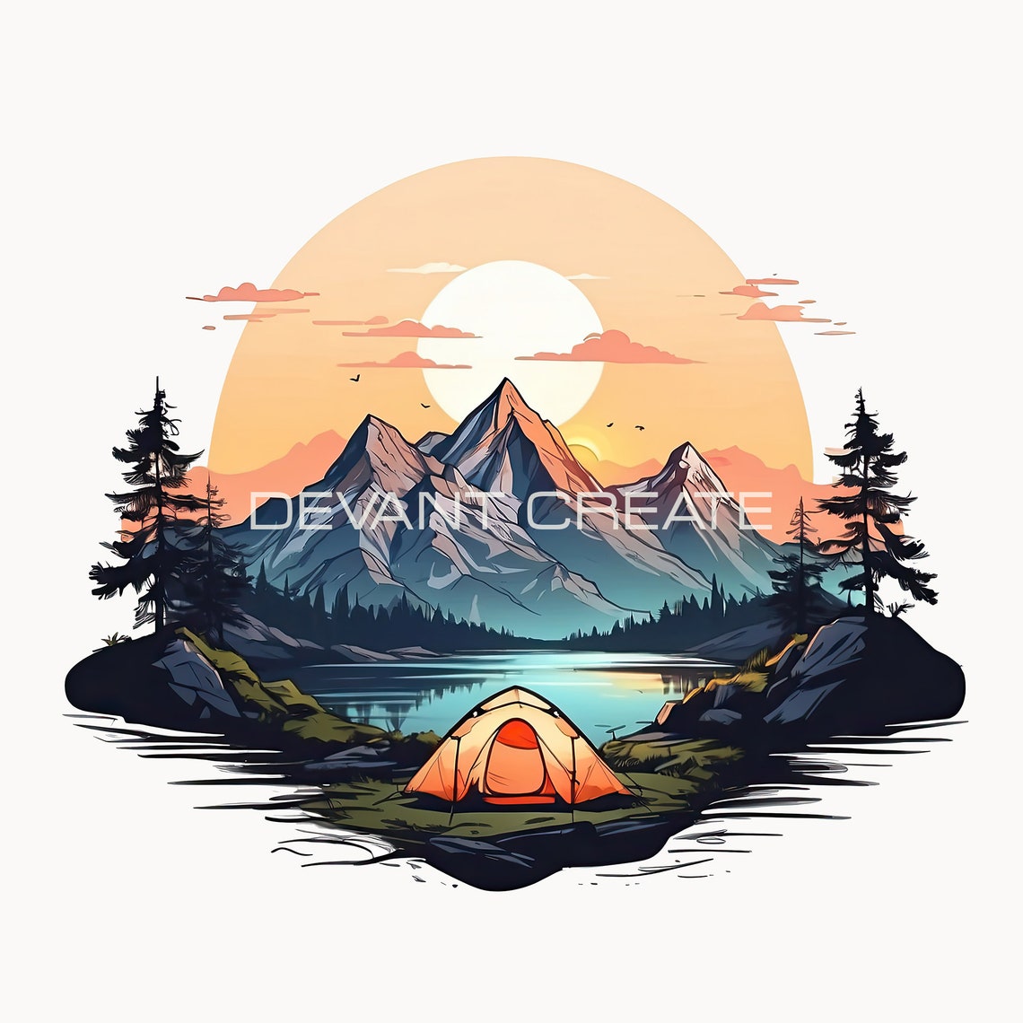 Mountain Camping, Camping Clipart - Etsy