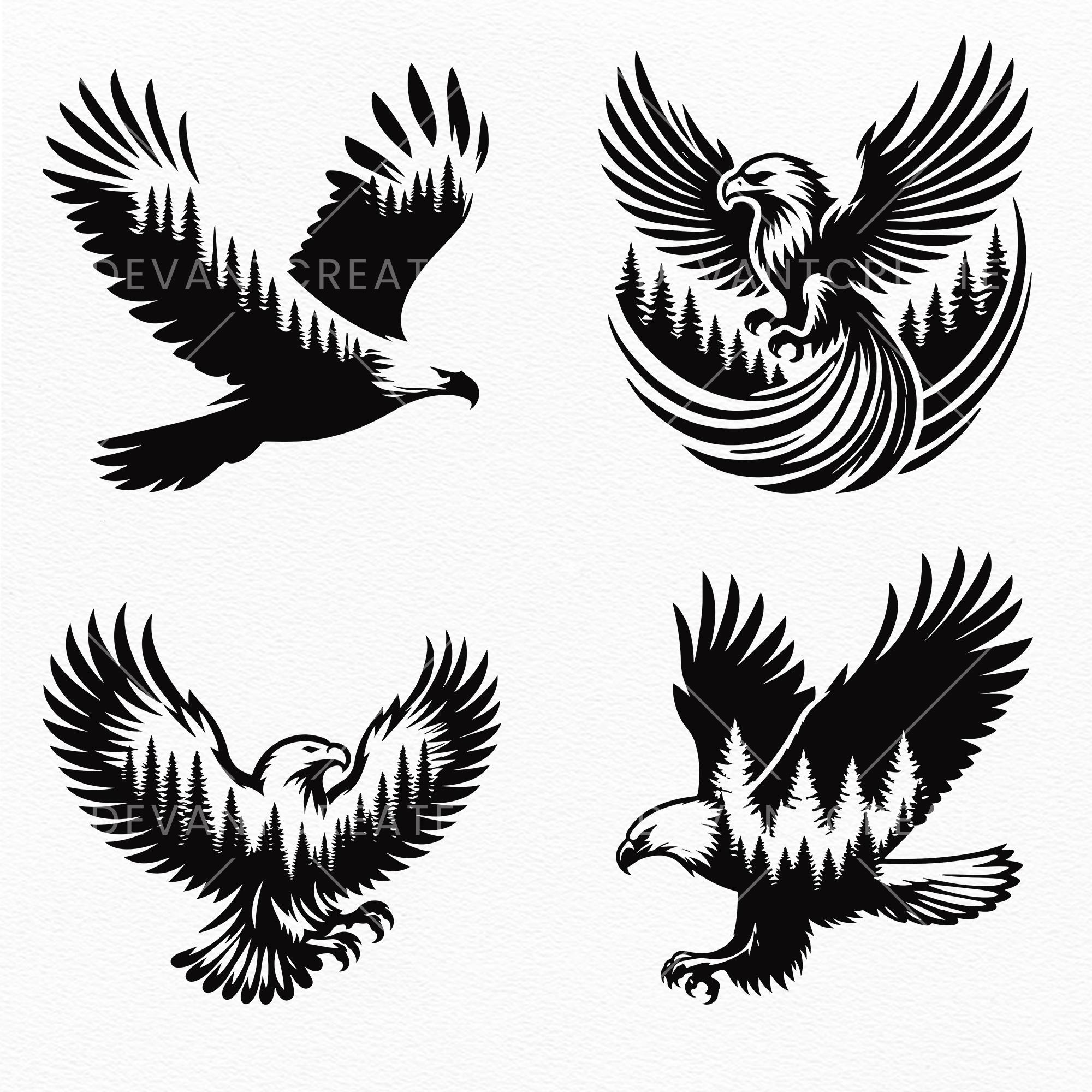 Eagle Forest SVG, Flying Eagle Svg, Hawk Eagle Svg, Eagle Head, Eagle ...