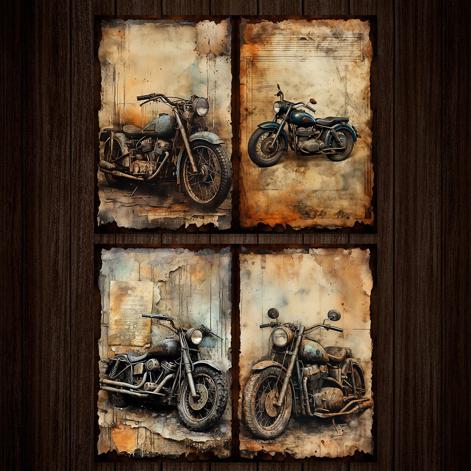Old Classic Motorcycle Junk Journal Page, Classic Motorcycle, Old ...