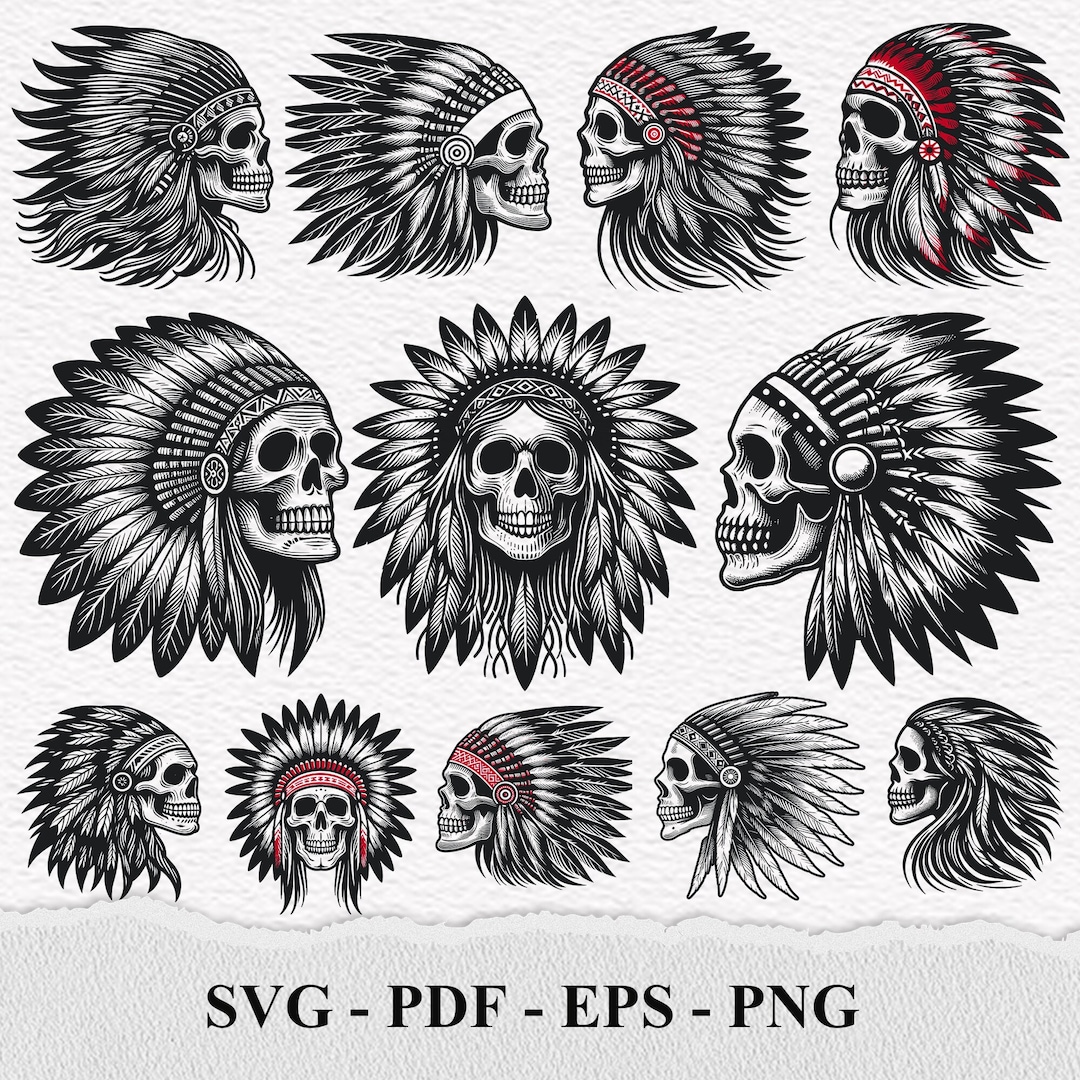 Native American Skull SVG, Native Head Skull Svg, Native Svg, Native ...