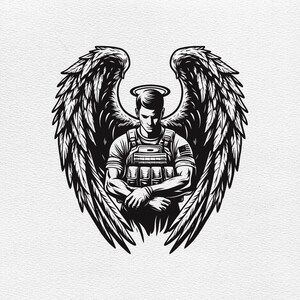 Angel Soldier SVG: Patriotic Wings Halo Clipart (digital Files) - Etsy