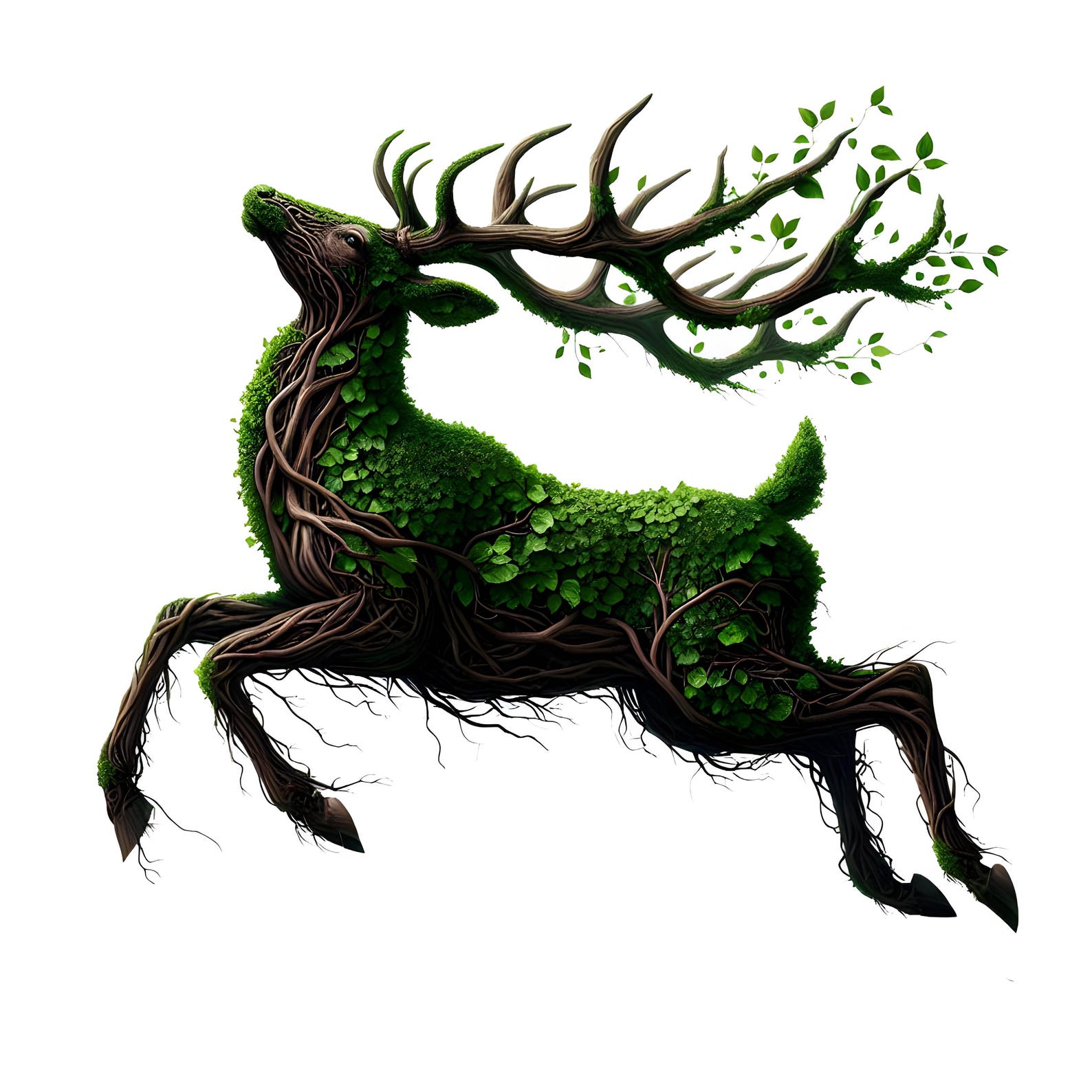 Floral Deer Clipart: Majestic Antlers, Roots & Leaves (PNG, JPEG) - Etsy