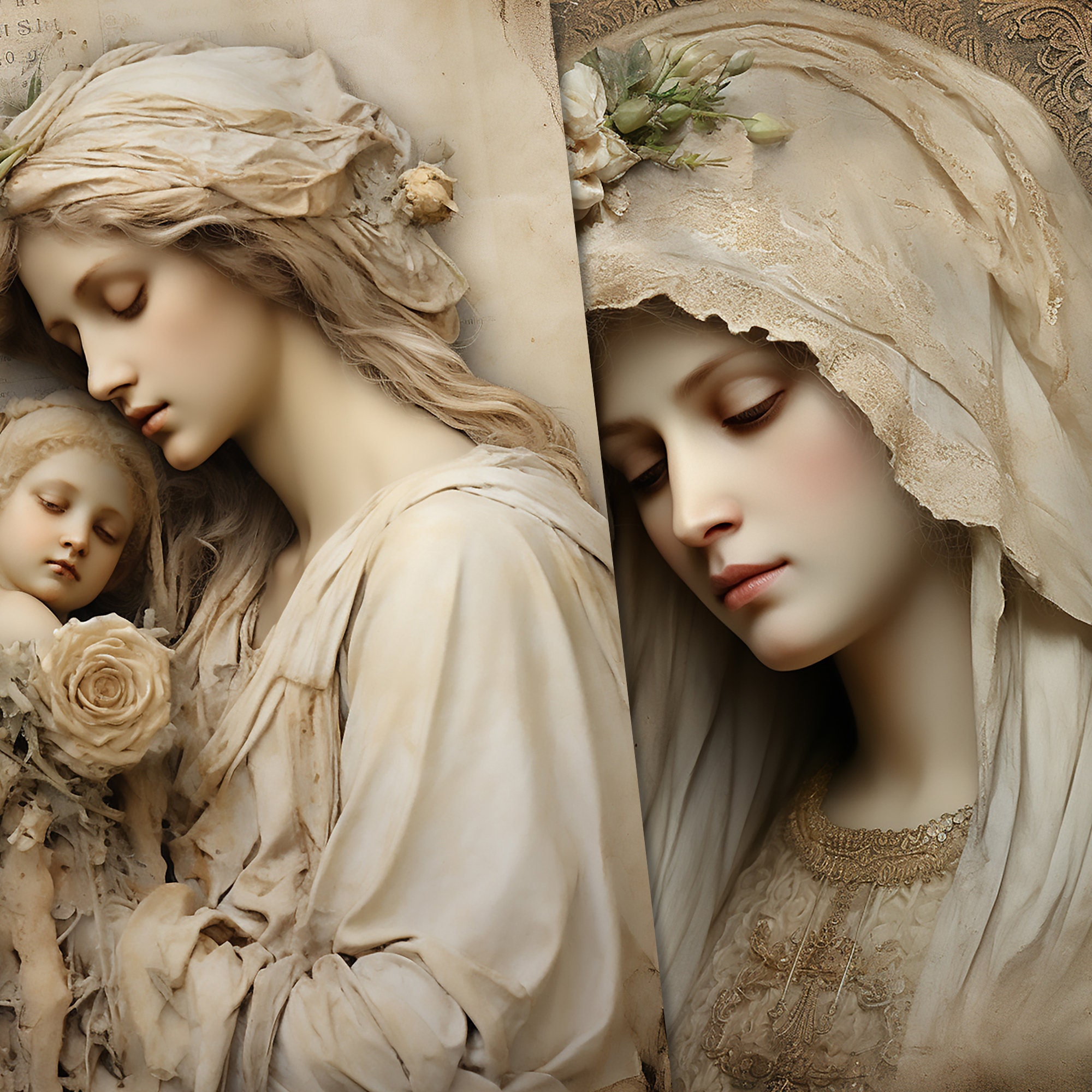 Virgin Mary Junk Journal Page Holy Mother Printable Ephemera For