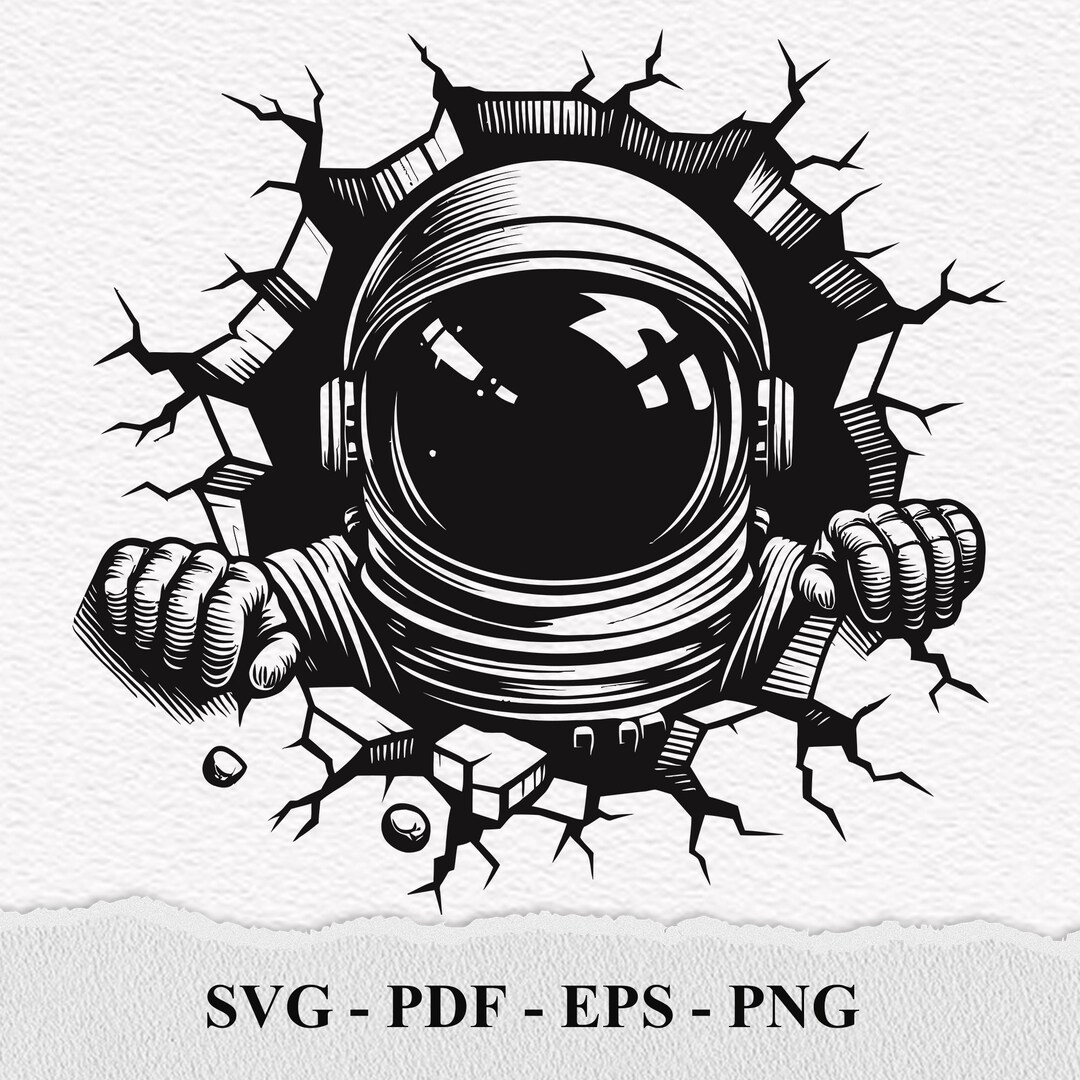 Astronaut SVG, Astronaut on Cracked Wall SVG,, Astronaut Head Clipart ...