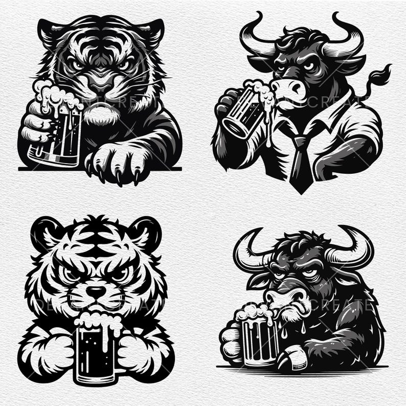 Drunk Animal SVG, Funny Grumpy Animal Drunk Beer, Animal Drunk ...
