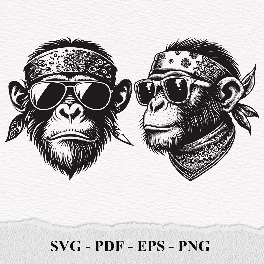 Monkey Rock Star SVG, Monkey Head Svg, Funky Monkey Svg, Cool Monkey ...