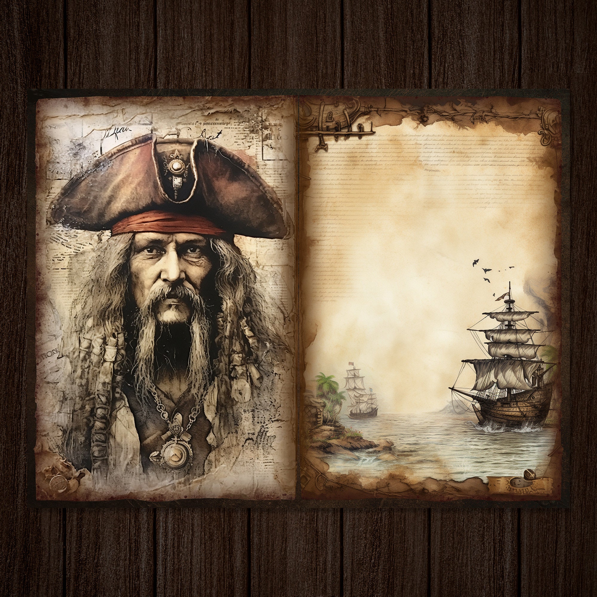 Old Pirates Junk Journal Pages, Nautical Junk Journal, Old Pirates Ship ...