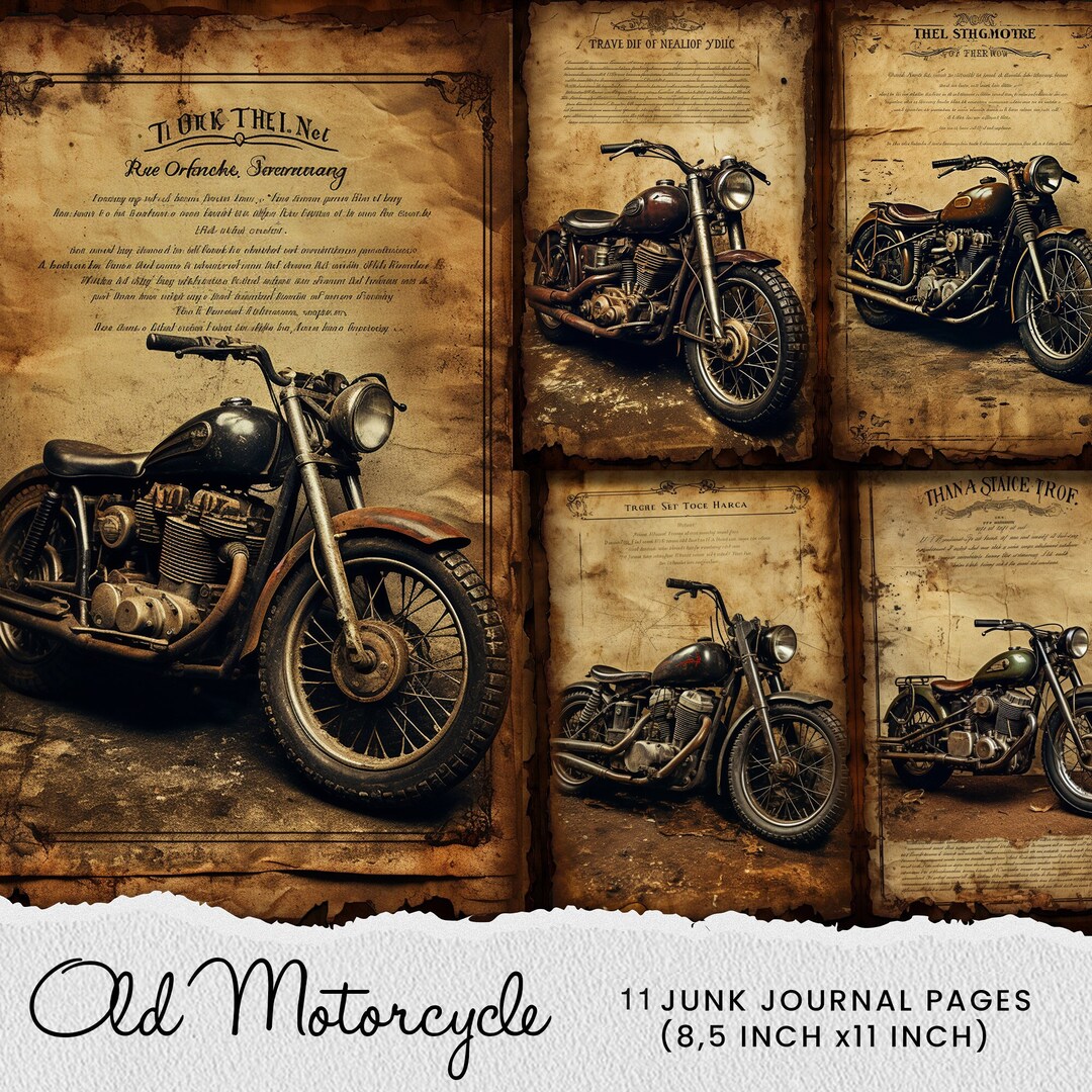 Old Classic Motorcycle Junk Journal Page, Classic Motorcycle, Old ...