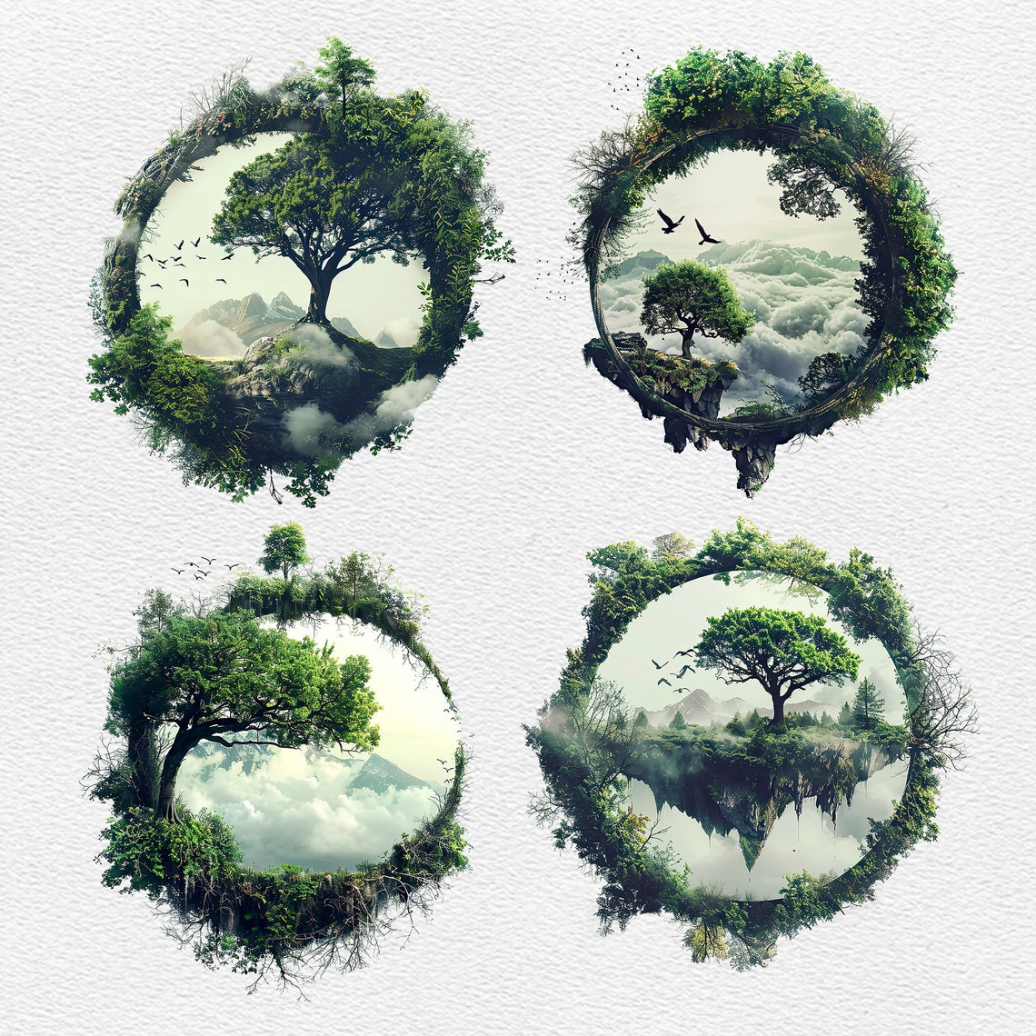 Nature Trees, 21 Circle Tree Clipart, Nature Scenery Clipart, Enchanted ...