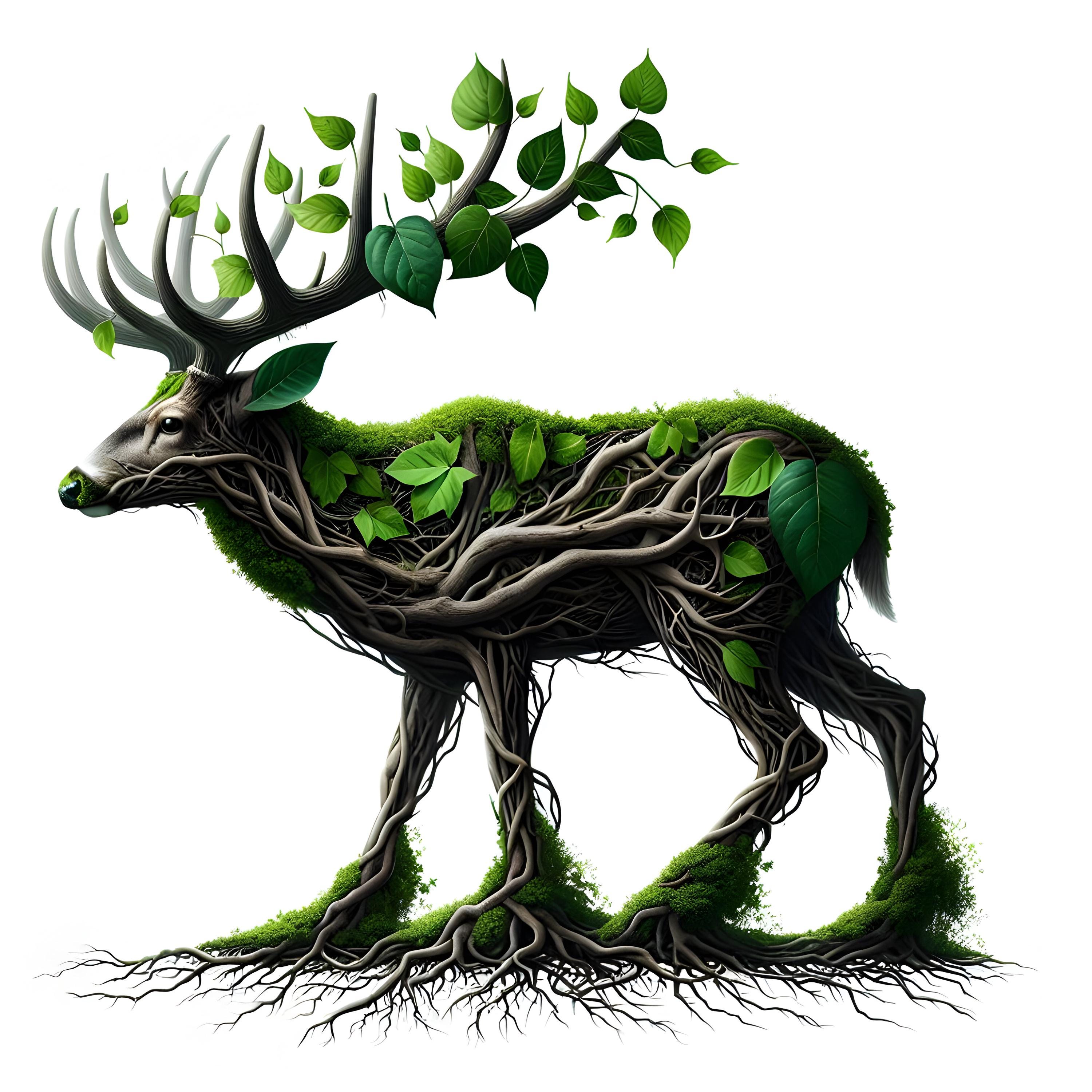 Floral Deer Clipart: Majestic Antlers, Roots & Leaves (PNG, JPEG) - Etsy