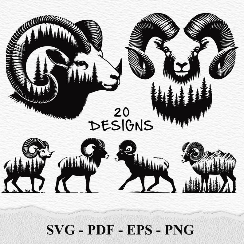 Big Horn Sheep, Mountain Sheep Svg, Forest Animal SVG, Sheep Lamb ...