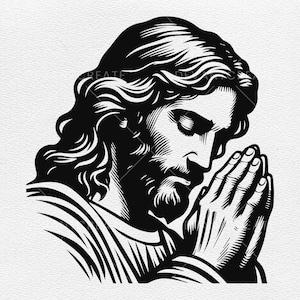 Jesus Praying SVG Bundle: Vintage Christian Clipart (digital Download ...
