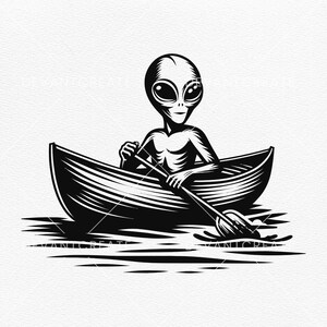 Alien SVG, Alien Rowing Canoe SVG, Canoe Svg, Space SVG, Alien Clipart ...