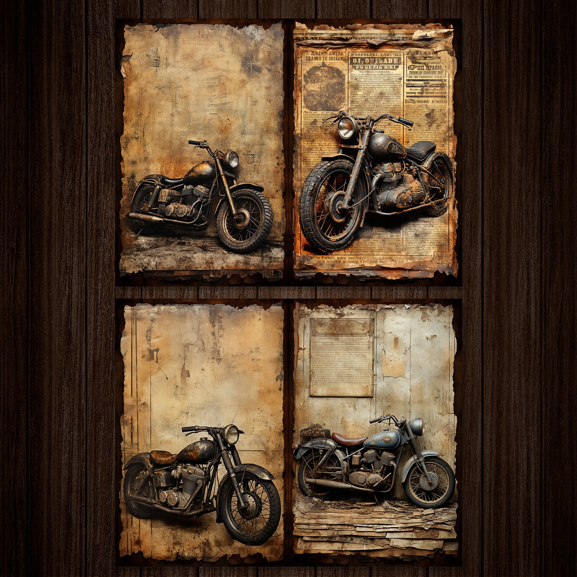 Old Classic Motorcycle Junk Journal Page, Classic Motorcycle, Old ...