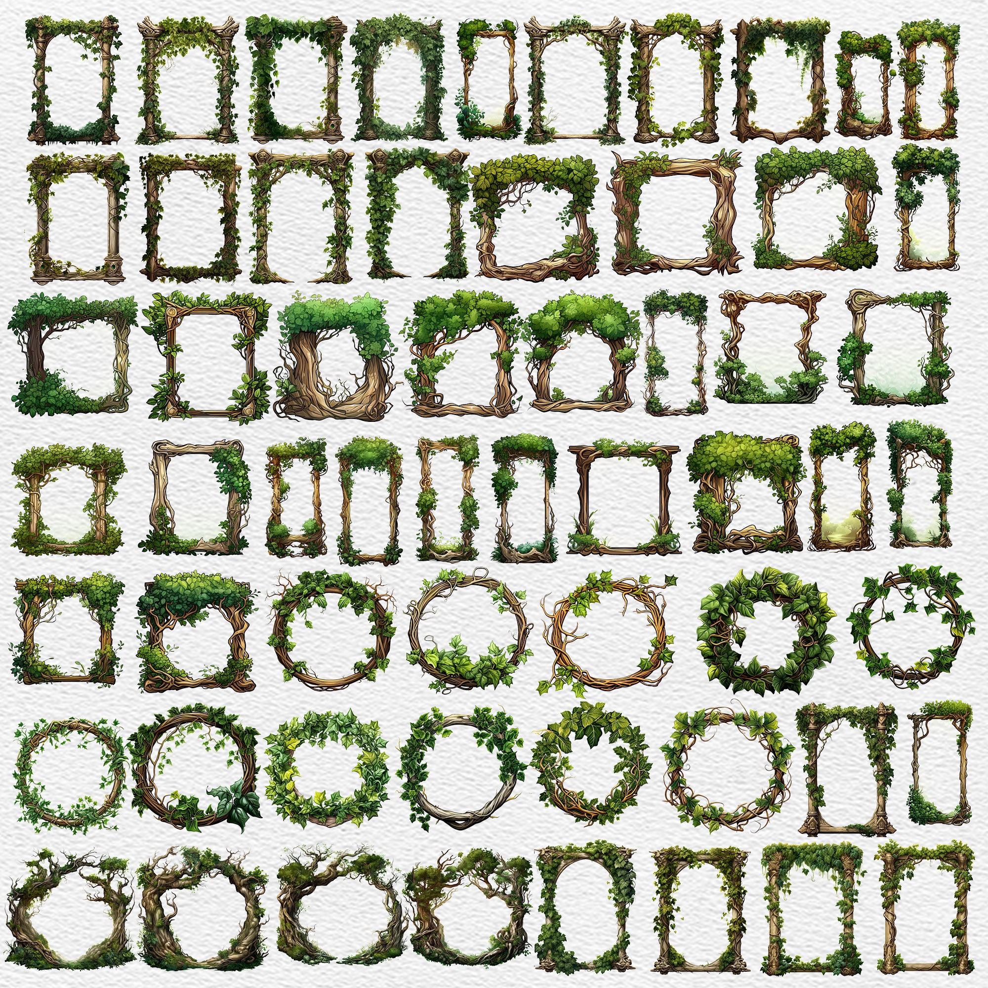 Forest Frame Clipart Bundle: Watercolor Greenery Wreaths (digital ...