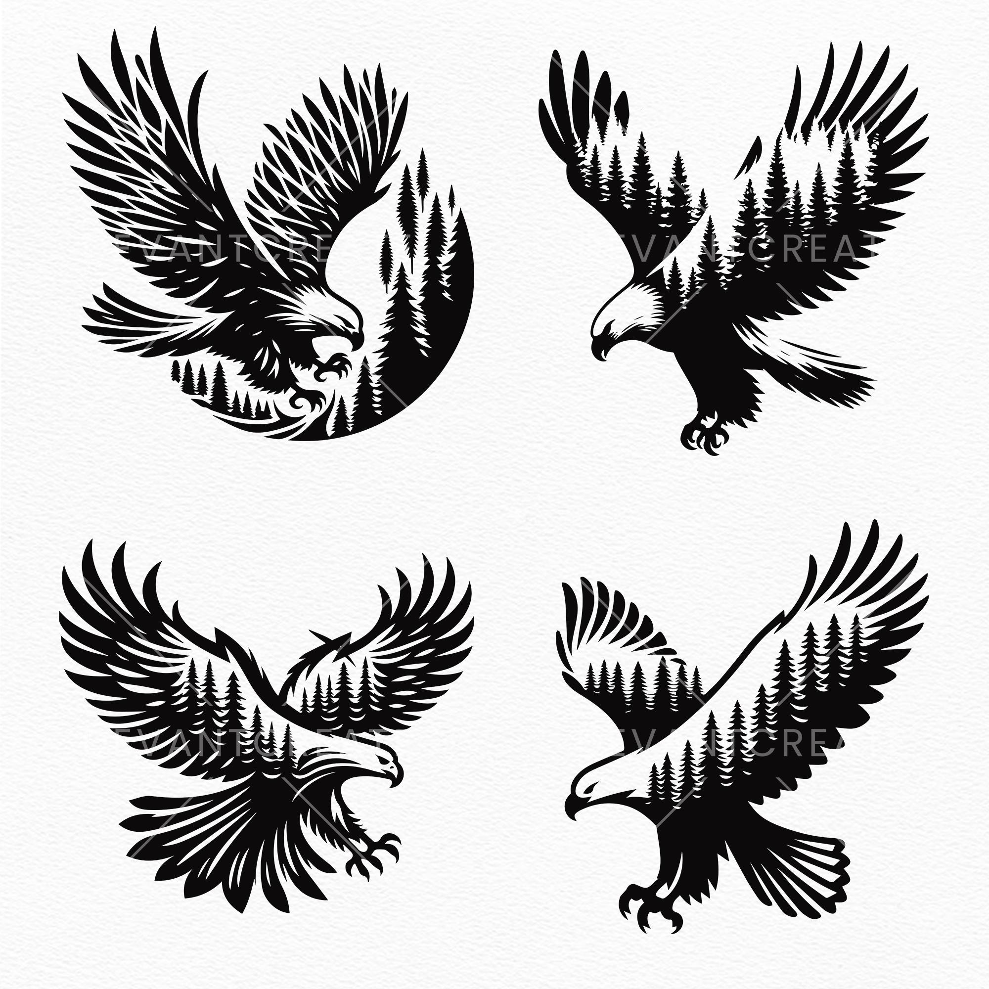 Eagle Forest SVG, Flying Eagle Svg, Hawk Eagle Svg, Eagle Head, Eagle ...
