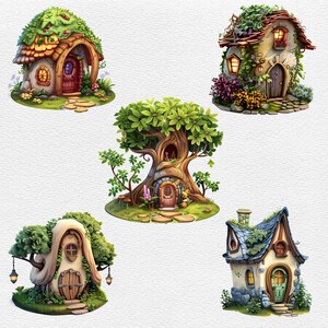 Fairy House Clipart, 75 Tiny Fairy House Watercolor, Fantasy Fairy ...