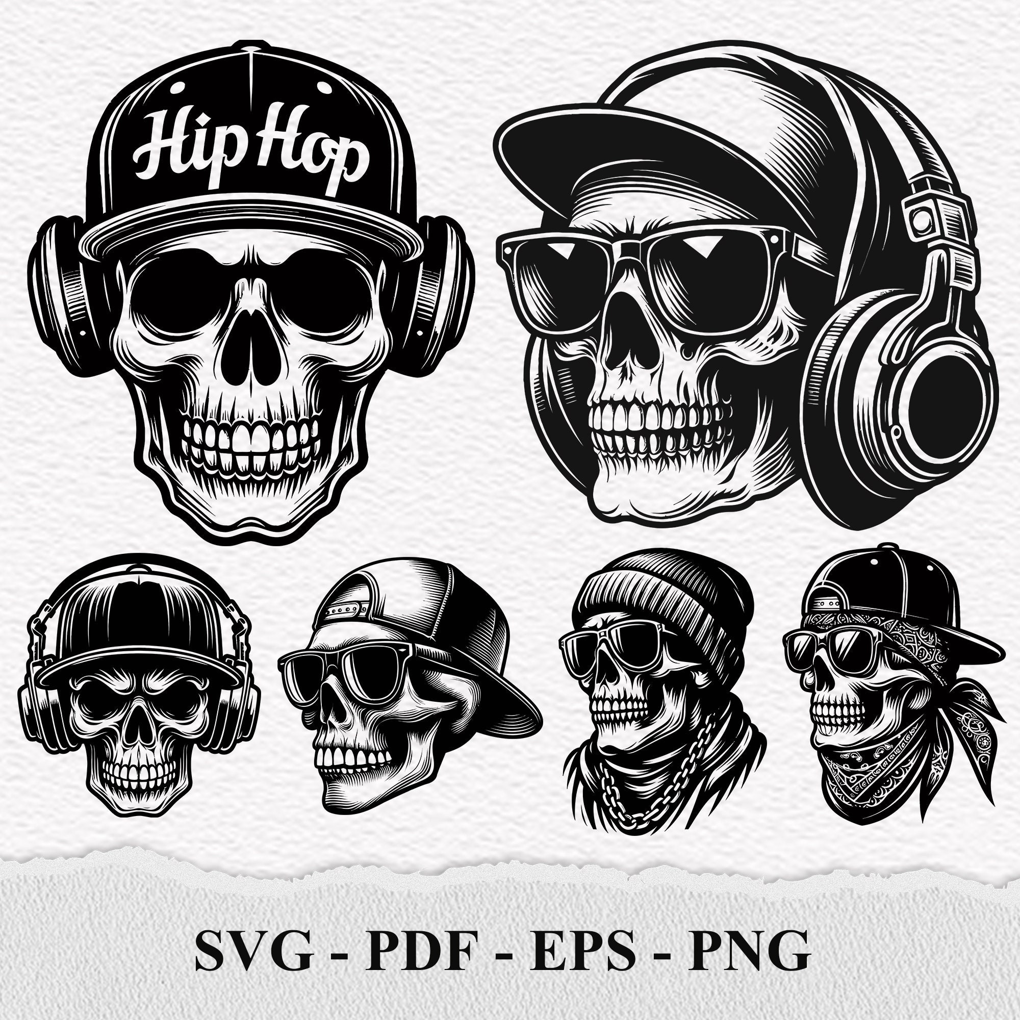 Hip Hop Skull SVG, Skull Head Svg, Skull Bundle Svg, Skull With ...