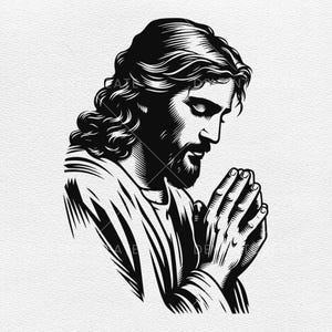 Jesus Praying SVG Bundle: Vintage Christian Clipart (digital Download ...