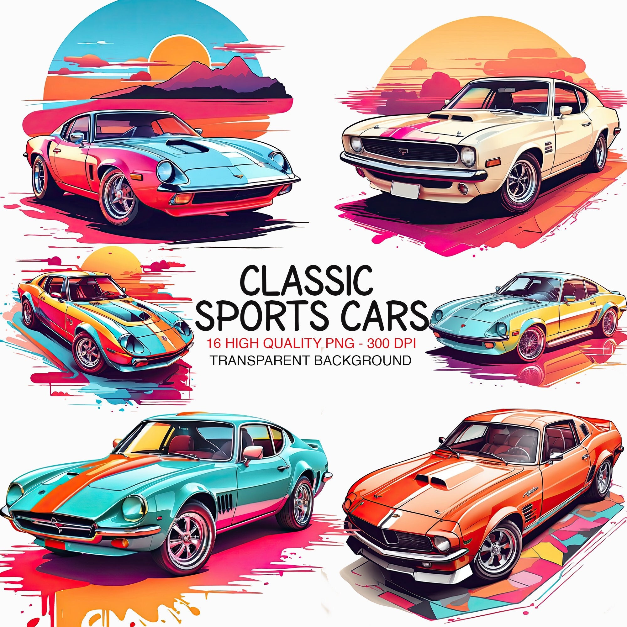 Retro Classic Sports Cars Clipart PNG, Car Clipart, Classic Sport Car ...