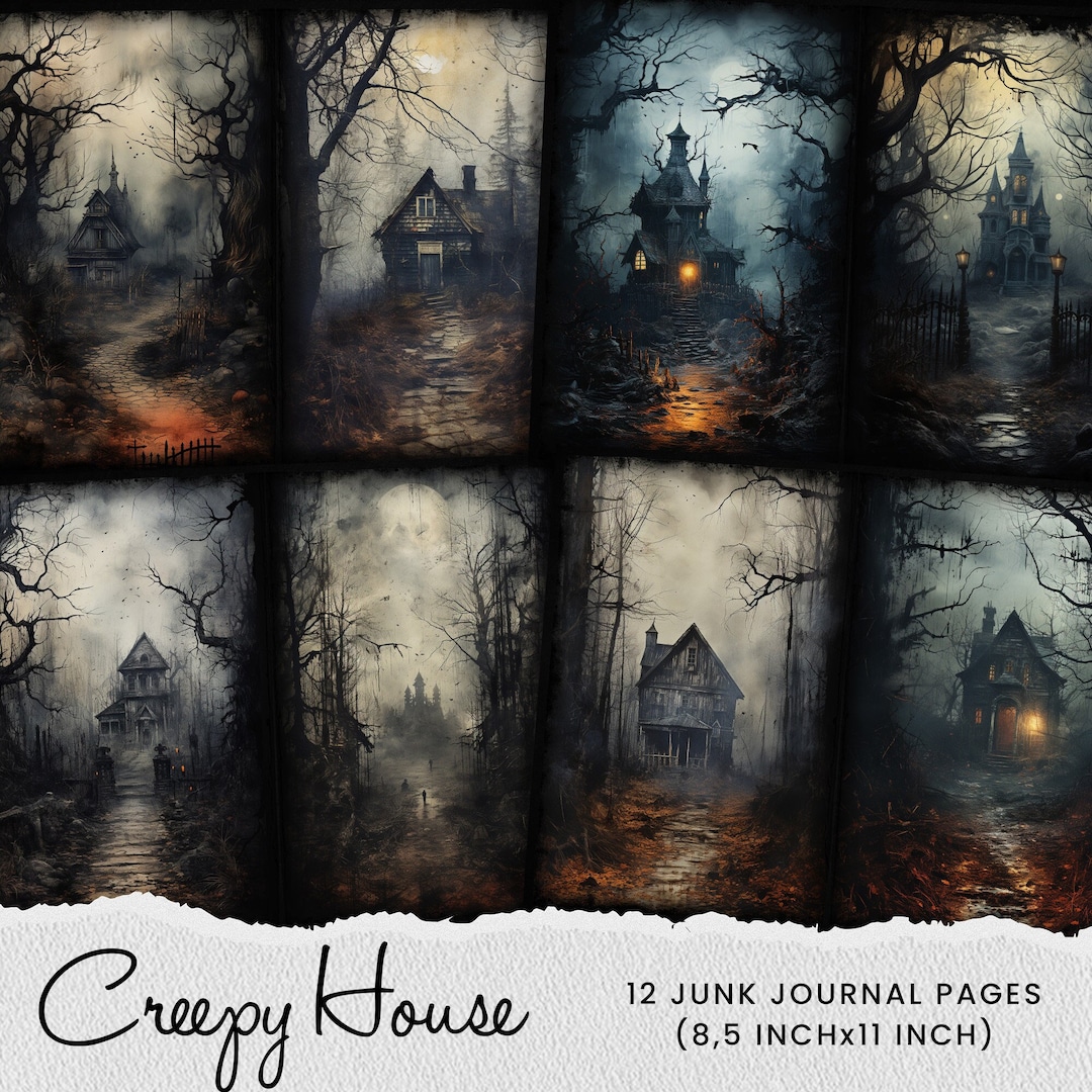 Dark Horror House Junk Journal Page, Creepy House, Horror Junk Journal ...