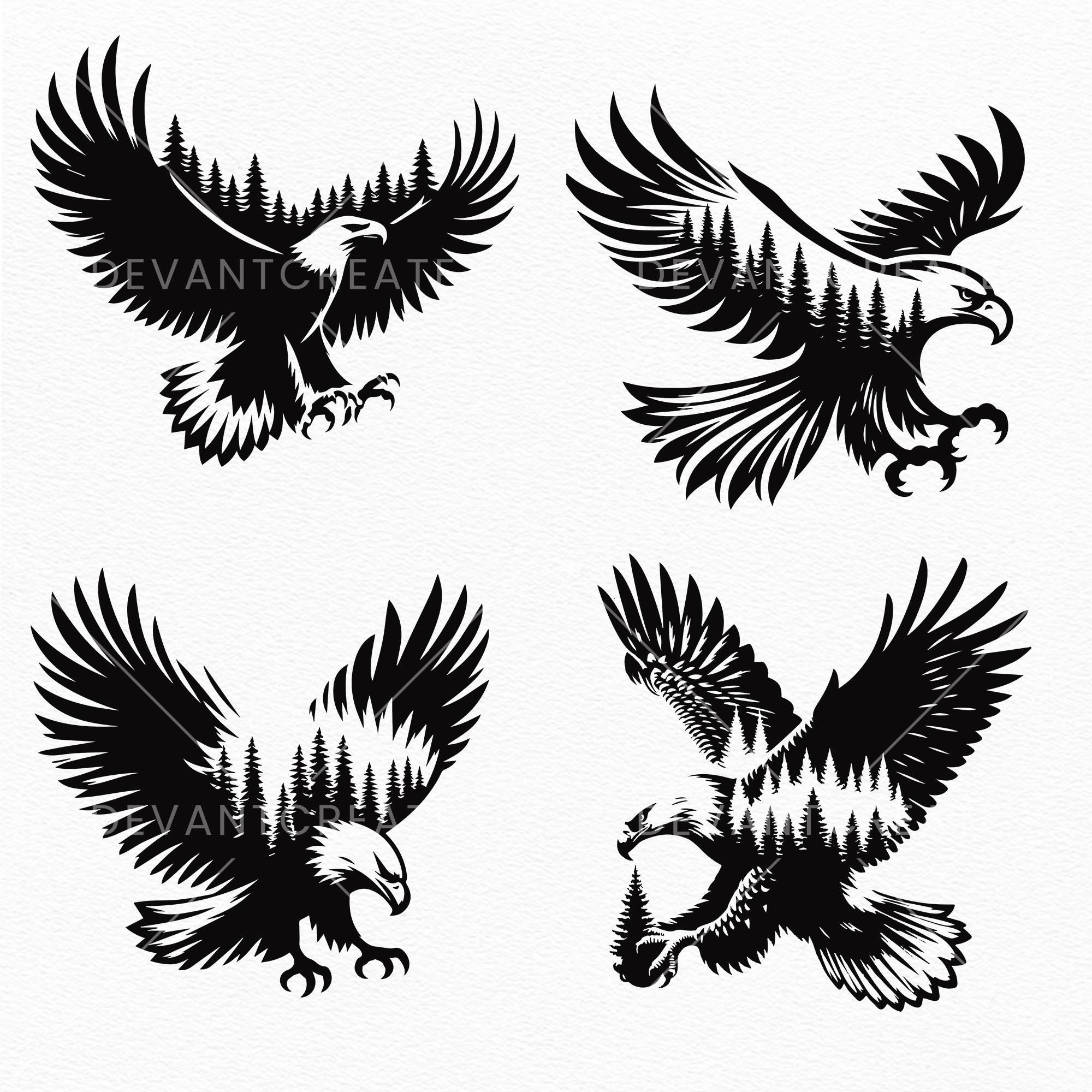 Eagle Forest SVG, Flying Eagle Svg, Hawk Eagle Svg, Eagle Head, Eagle ...